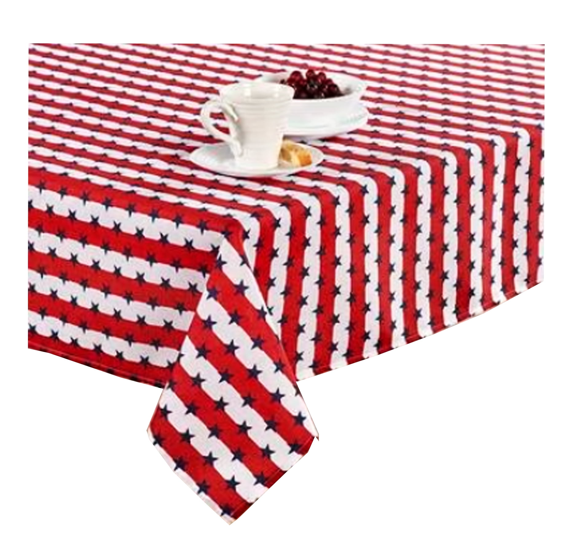 Patriotic Stars and Stripes Tablecloth Red White Blue Fabric Beatrice ...