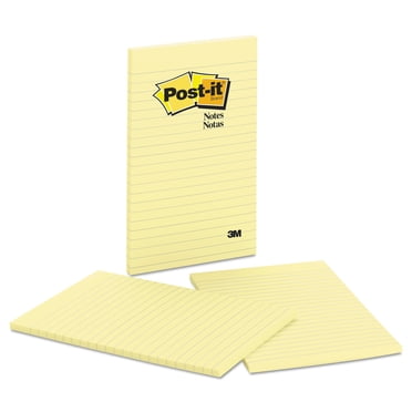 Post-it Super Sticky Lined Notes, 4" x 6", Canary Yellow, 5 Pads ...