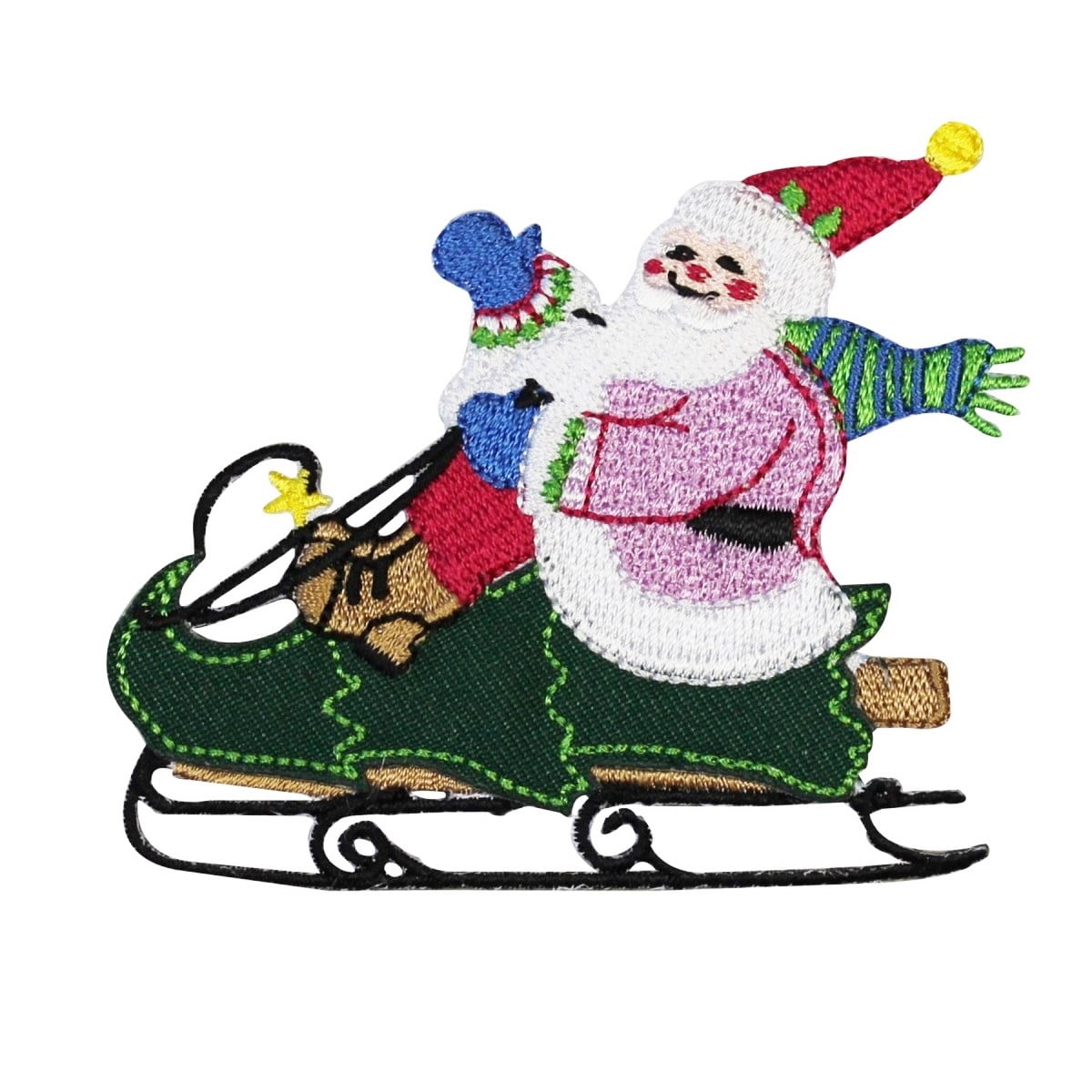ID 8156A Santa Riding Christmas Tree Sleigh Patch Embroidered Iron On ...