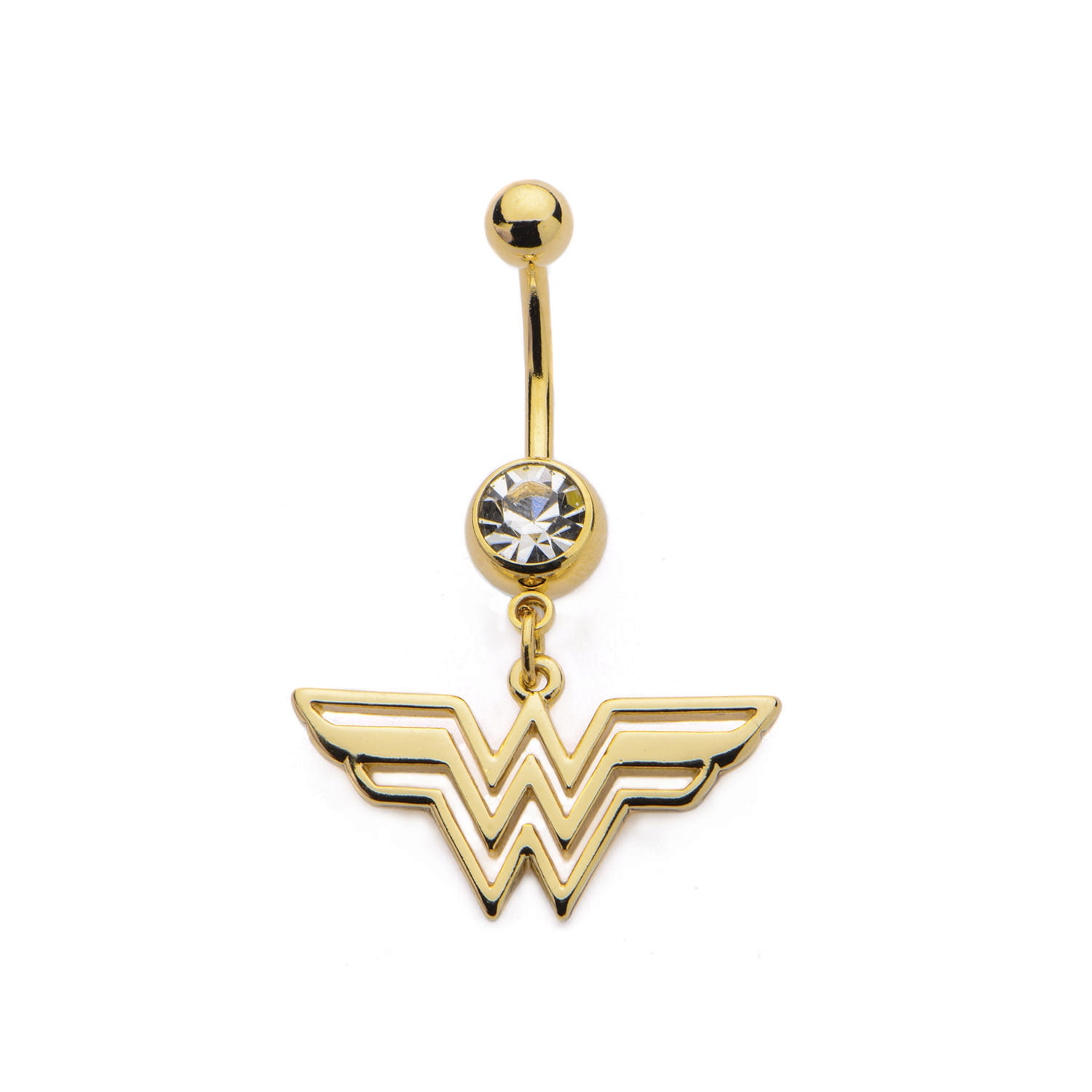 DC Comics Wonder Woman Logo with Gem Belly Button Ring - Walmart.com
