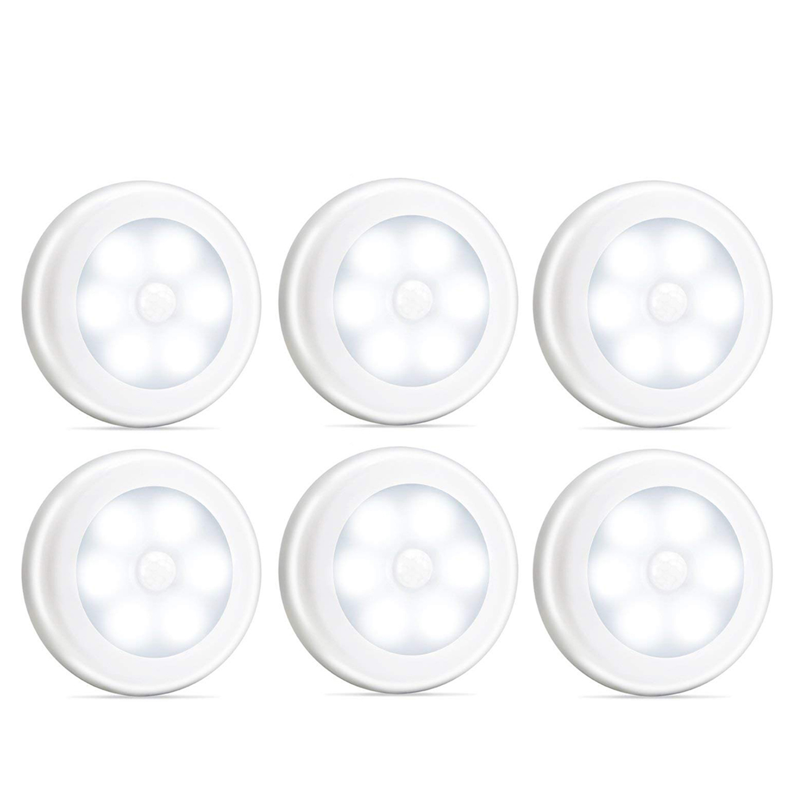 Honrane 6Pcs Motion Sensor Light Battery Operated 35LM 1W Wireless LED ...