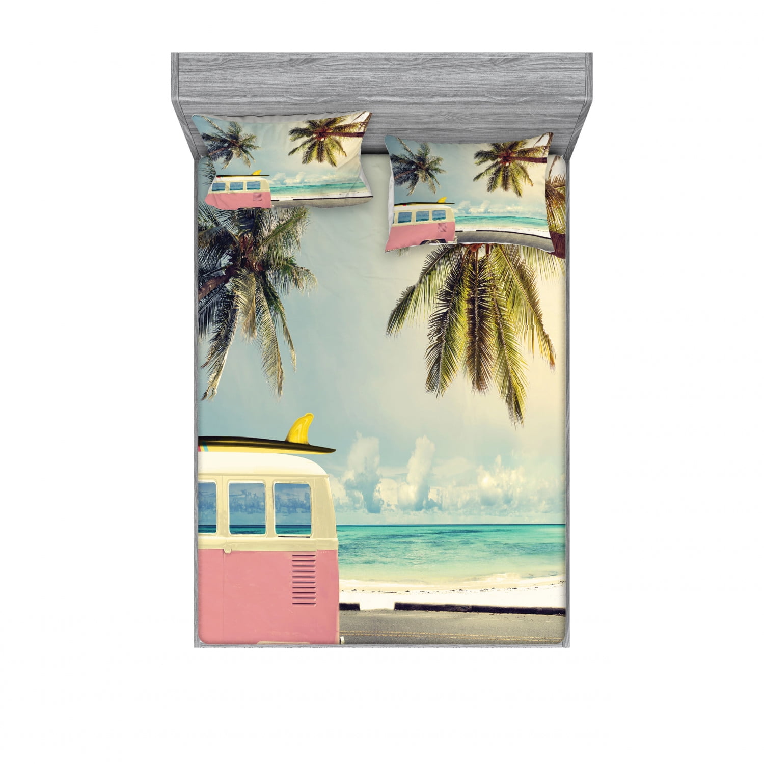 Surf Bedding Set with Sheet & Covers, Minivan the Beach Retro Inspired ...