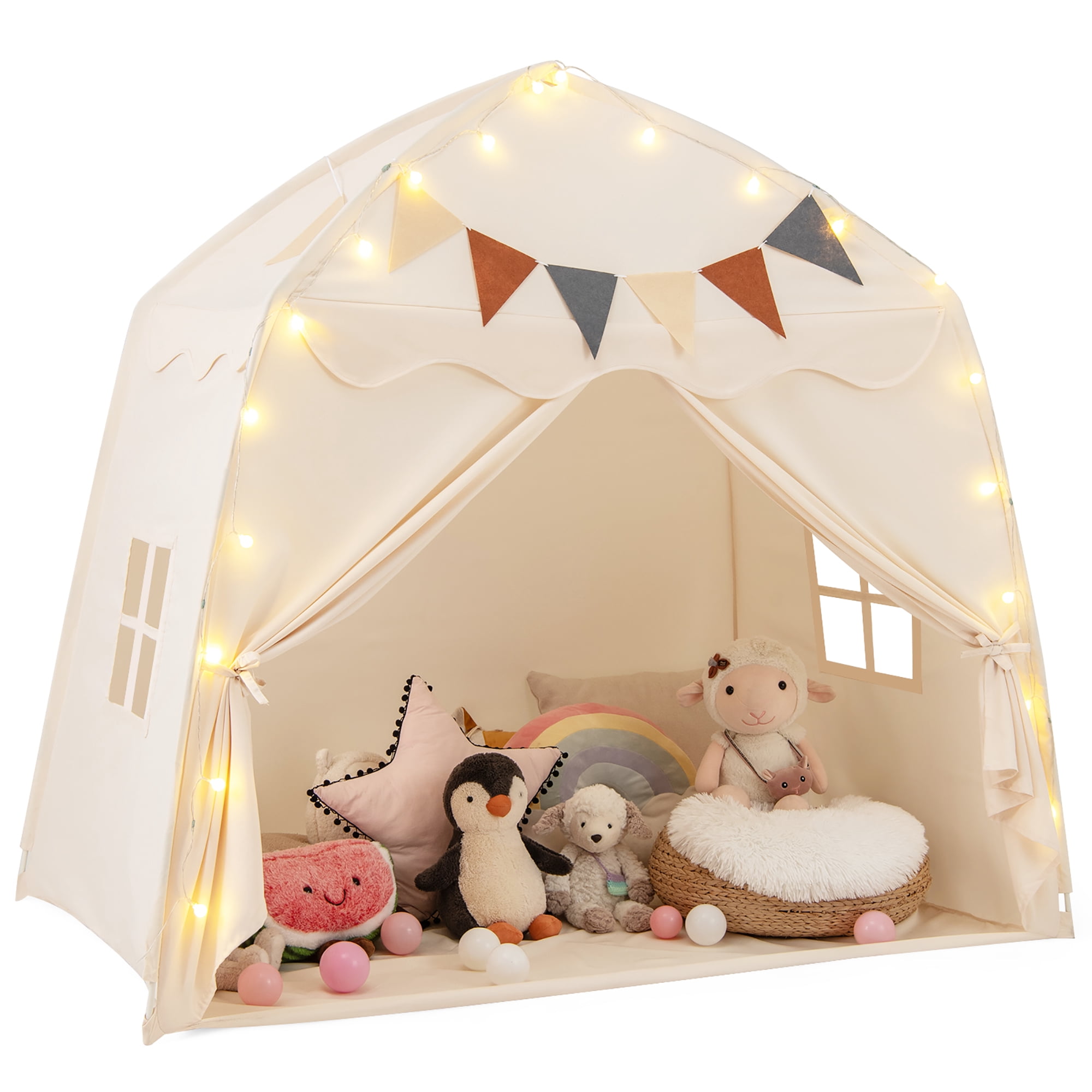 Click here for Gymax Kids Play Tent W/Flags & Globe String Lights... prices