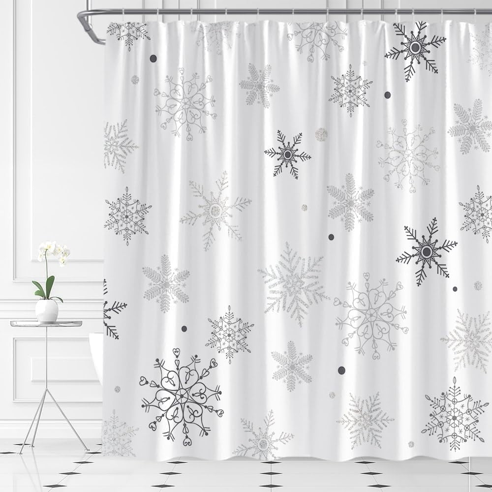 Click here for Ipme Christmas Snowflake Shower Curtain Winter Sno... prices