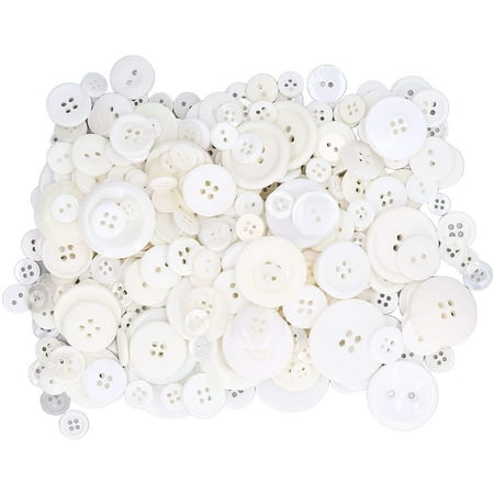 White Buttons, Sewing Buttons in Bulk Assorted Resin Button 4 Holes for ...