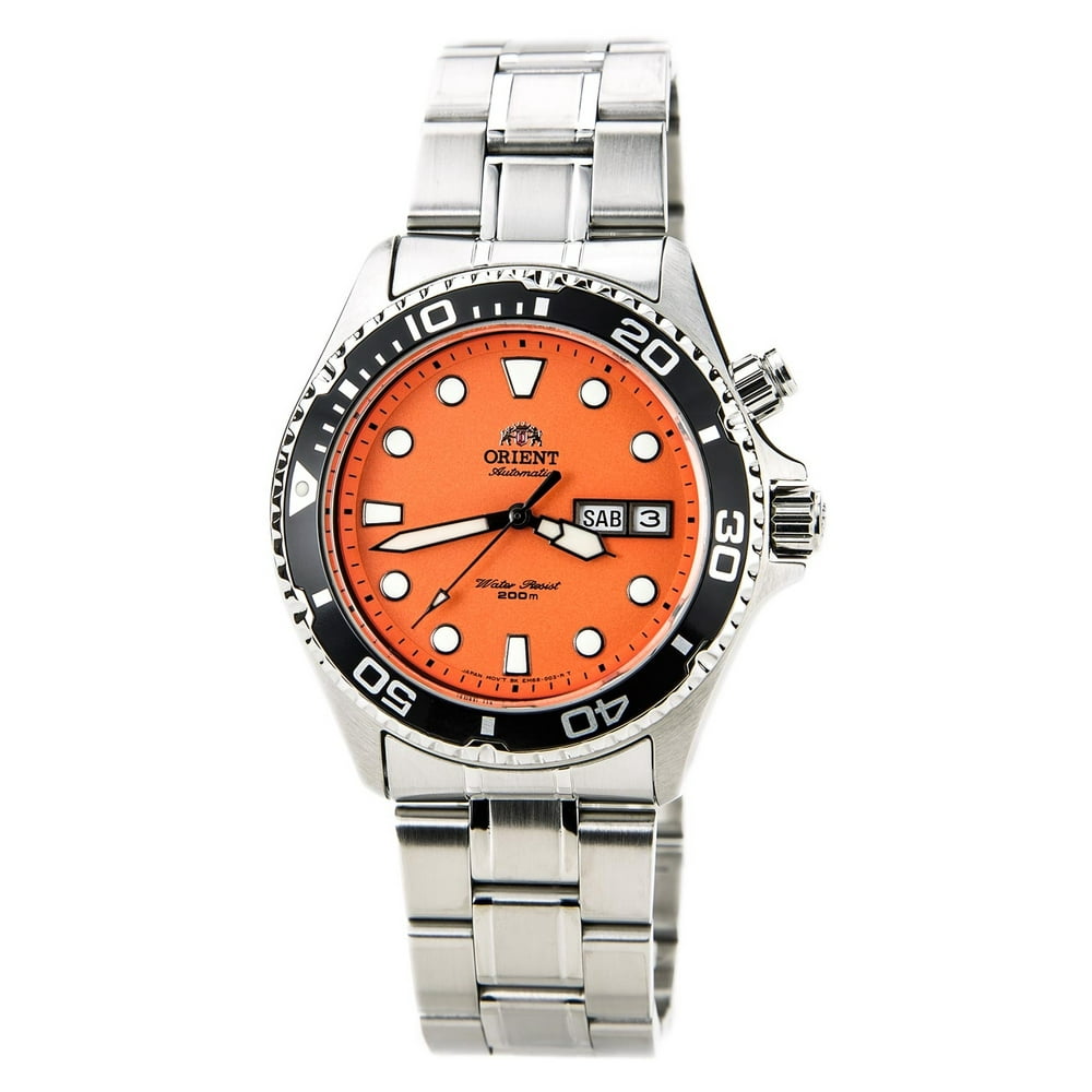 Orient - Orient Men's EM6500AM Ray Stainless Steel Orange Dial ...