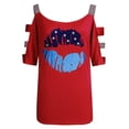 Casual Shirts for Womens Plus Flag Sleeve Shoulder Slings off Print ...