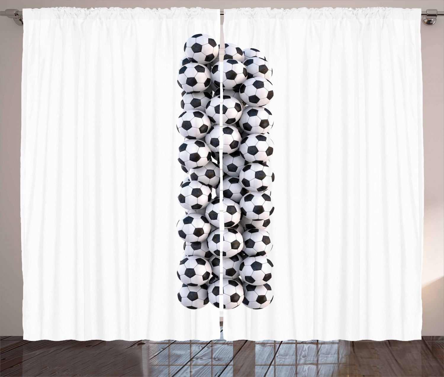 Letter I Curtains 2 Panels Set, Stack of Soccer Balls Vertical ...