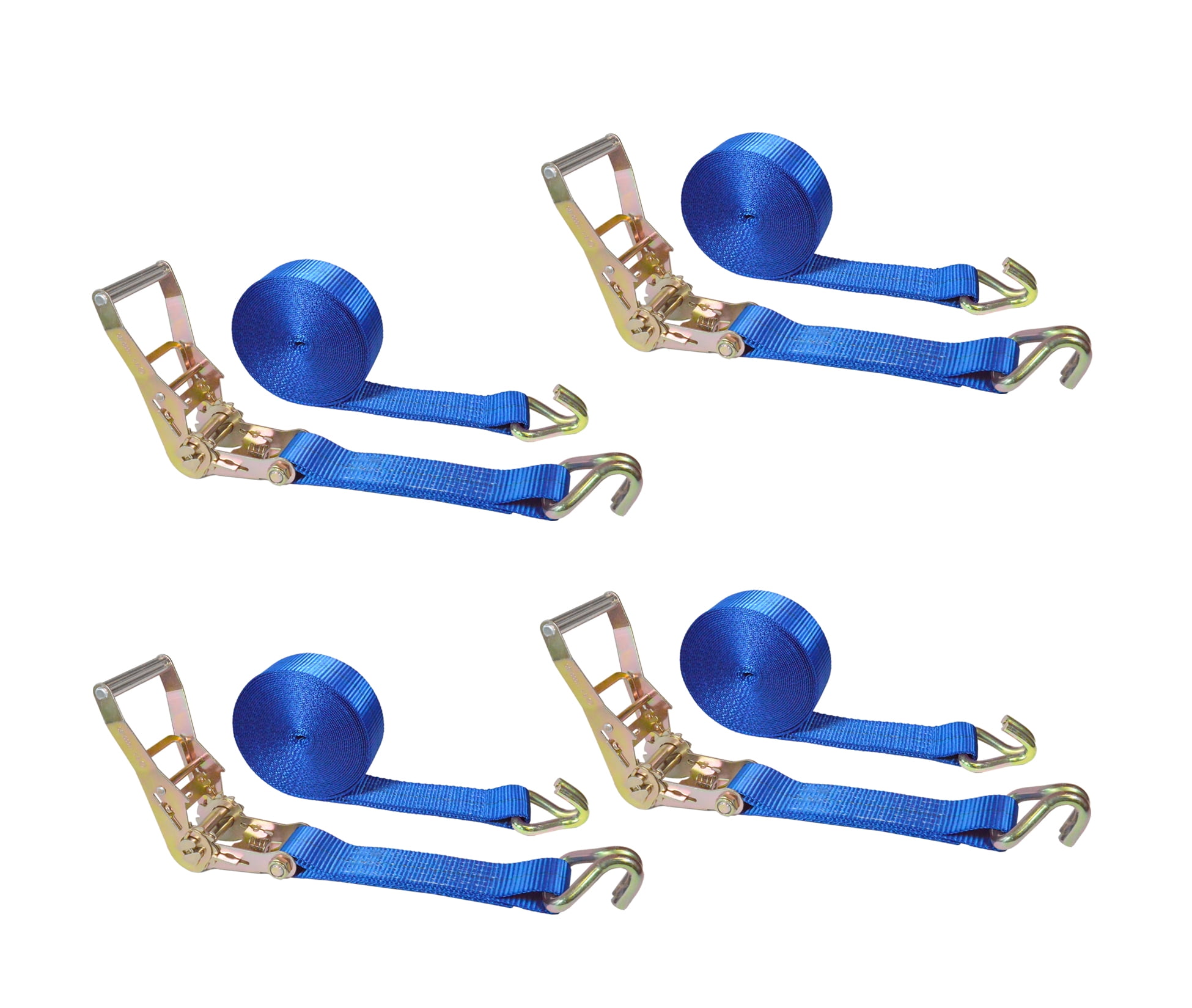Mega Cargo Control 4 Pack Heavy Duty 2" x 30' Ratchet Tie Down Strap W ...