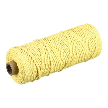 Uxcell Cotton Rope Twisted Braided Rope Cord, Light Yellow 100m/109 ...