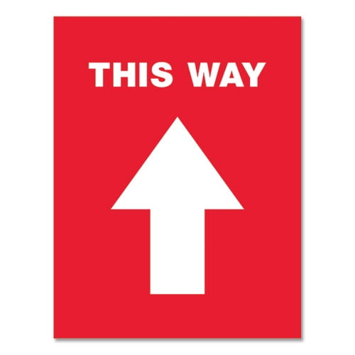 "Social Distancing Floor Decals, 8.5 X 11, This Way, Red Face, White ...