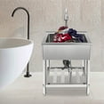 25" Freestanding Stainless Steel Hand Wash Sink with Storage Shelf ...