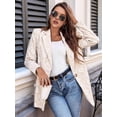 Women'S Floral Jacquard Casual Blazer Suit Long Sleeve Slim Fit Elegant ...