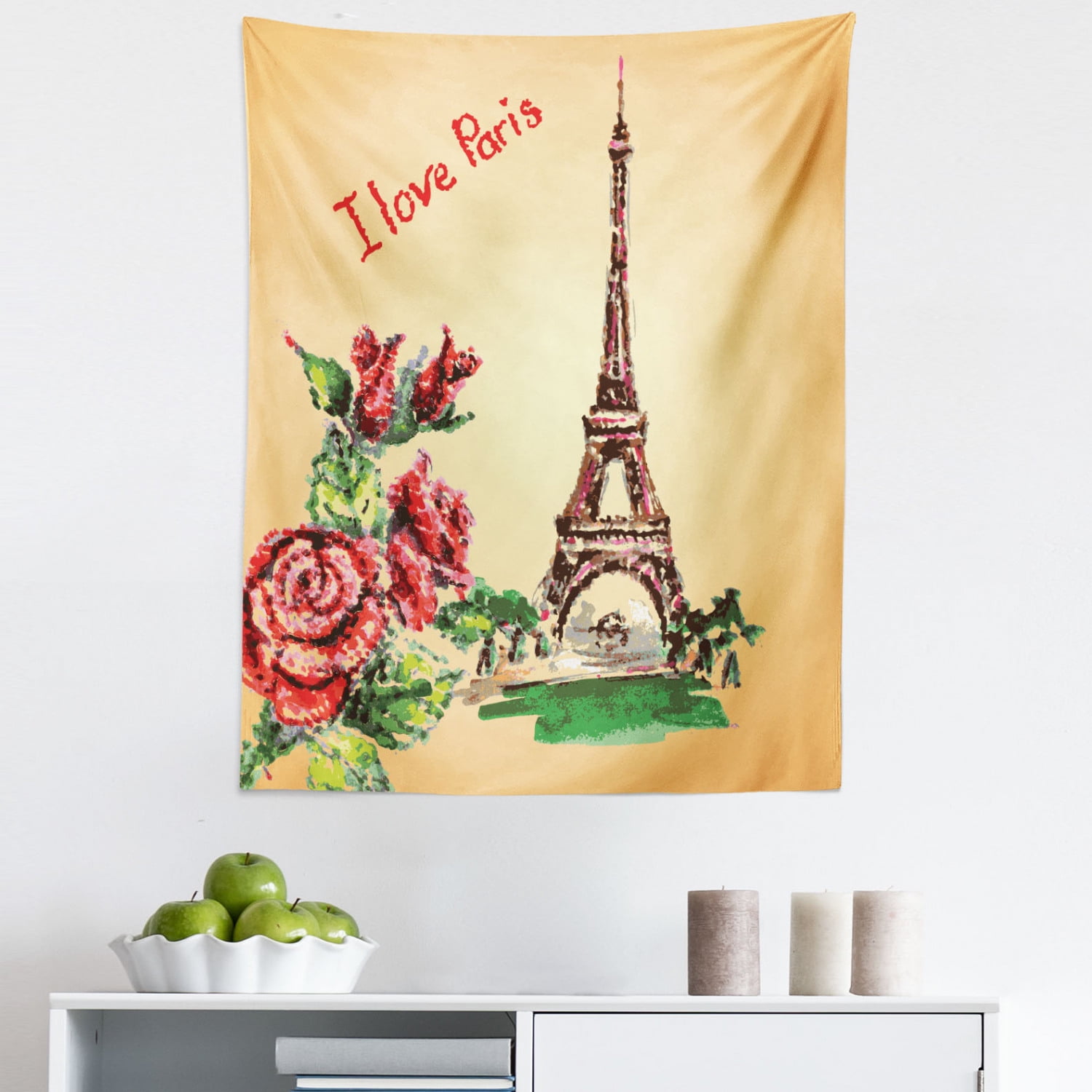 Vintage hjh Tapestry, Love in Paris Lettering Eiffel Tower Macrame ...