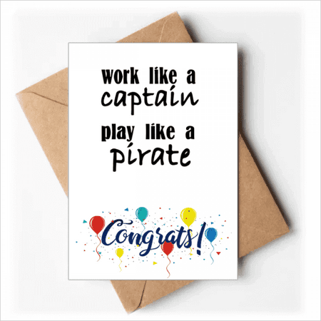 Work Like Captain Play Like Pirate Wedding Cards Congratulations ...