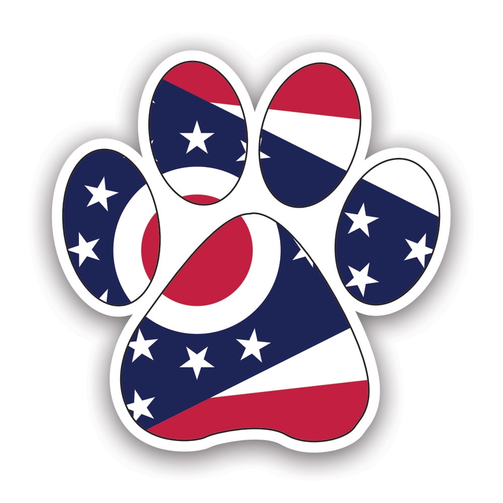 Ohio State Paw Print Shaped Sticker Decal - Self Adhesive Vinyl ...