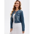 DARING DIVA Women's Collarless Button Down Long Sleeve Denim Jacket XL ...