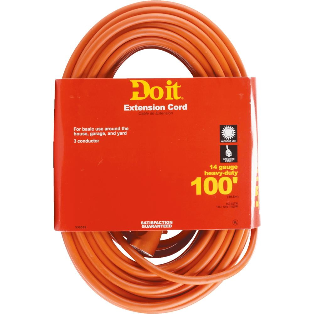 Woods 0627 14/3 Outdoor SJTW Vinyl Extension Cord, 100-Foot, Orange ...