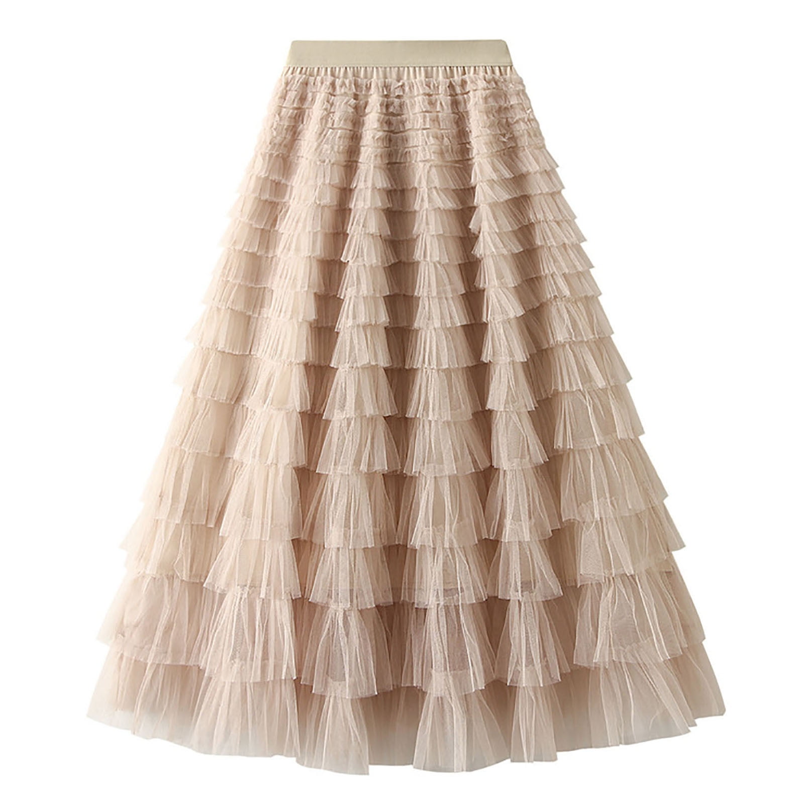 Long Skirts for Women Dressy Casual Prom Party Ruffle Tiered Cute Tulle ...