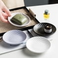 Chic Round Soap Dish, Modern Minimalist Striped Design Ceramic Tray ...