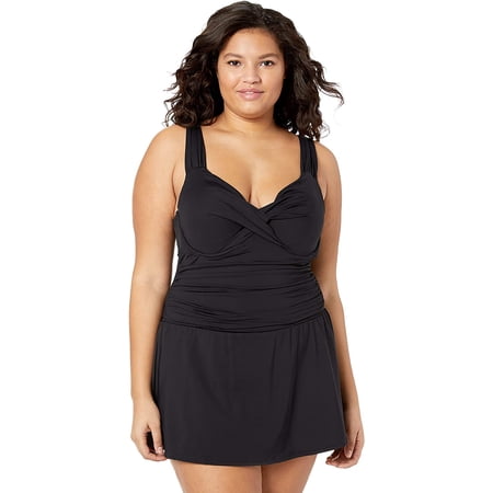 Anne Cole Women's Plus-Size Halter Underwire Swimdress One Piece, New ...
