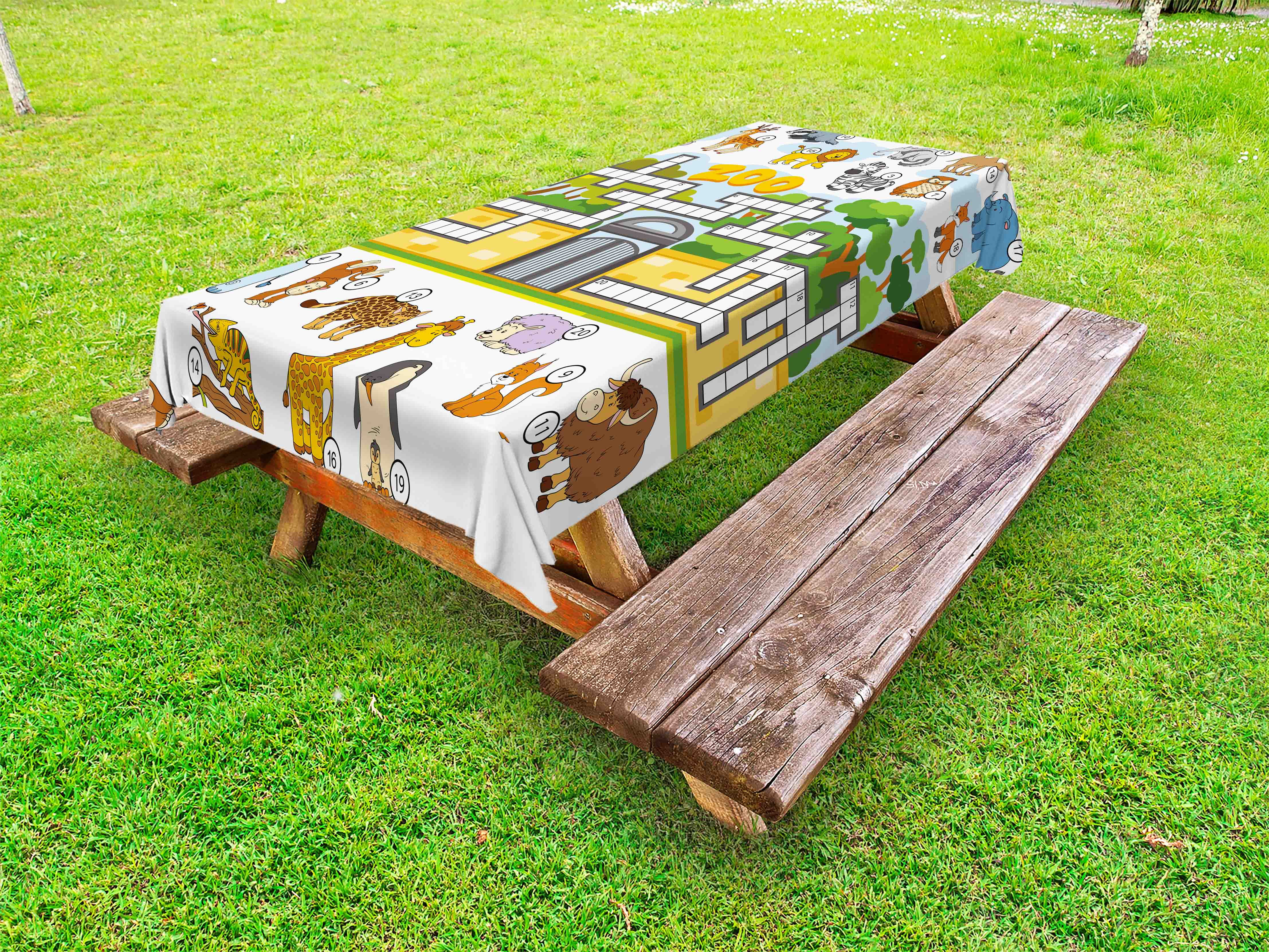 Word Search Puzzle Outdoor Tablecloth, Zoo Themed Education Game with ...
