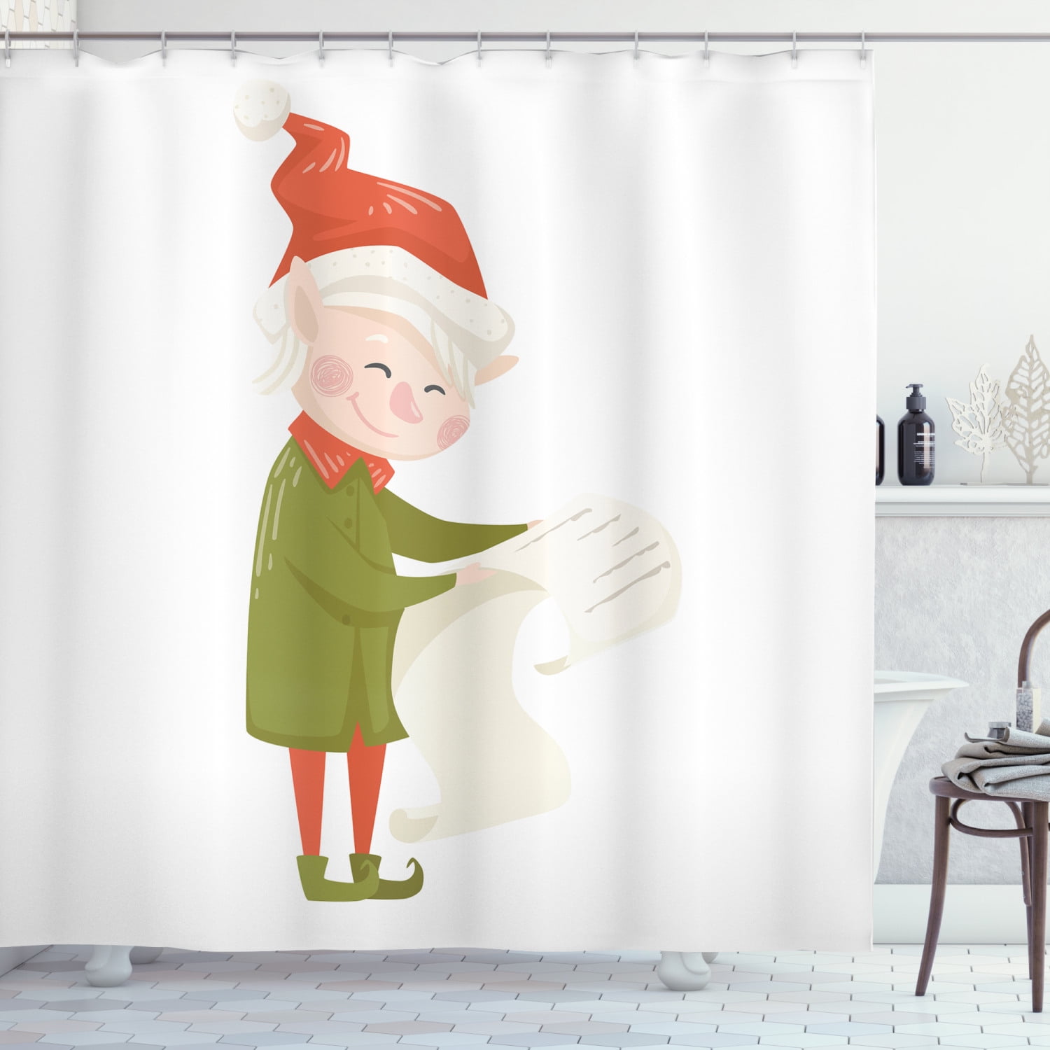 Elf Shower Curtain, Interpretation of an Old Lady Reading a List ...