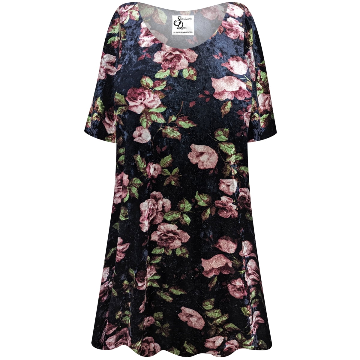Plus size 5x Petite Womens Short Sleeve Rose Dream Ice Velvet Designer ...