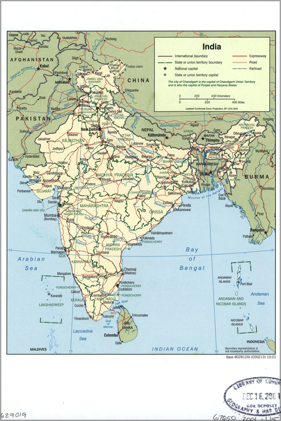 24"x36" Gallery Poster, cia map of india 2001 - Walmart.com