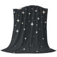 Black Starry Night Fleece Throw Blanket Stars Moon Black Background ...