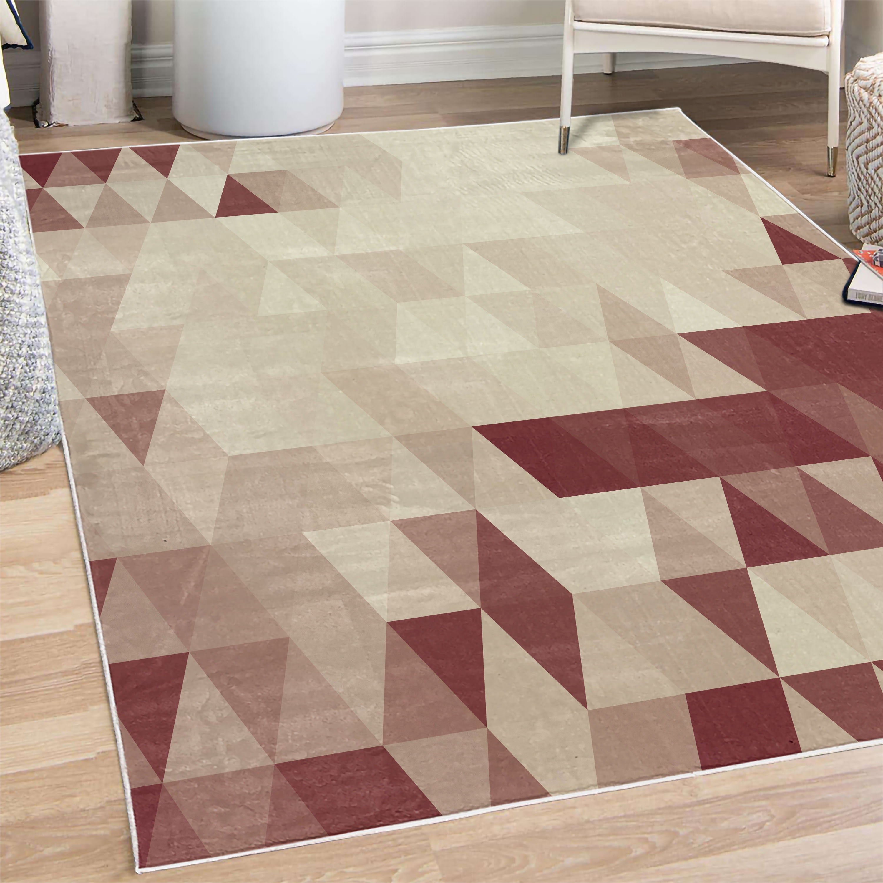 Geometric Decorative Rug, Triangle Mosaic Shapes Patterns with Abstract ...