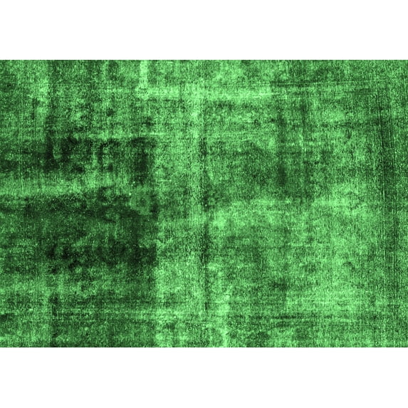 Ahgly Company Machine Washable Indoor Rectangle Abstract Emerald Green ...