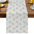 Blue Floral Dining Table Runner, Nostalgic Pure Blue Rose Cluster Leaf ...