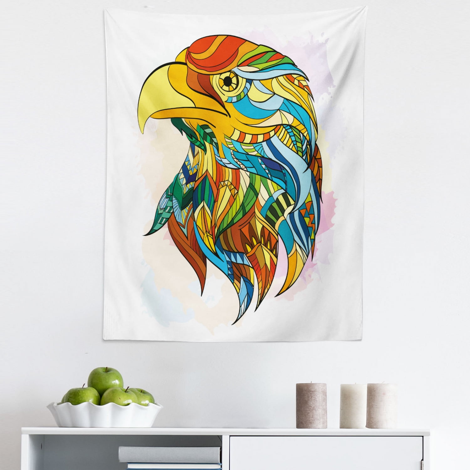 Eagle Tapestry, Inspired Bald Eagle Pattern with Oriental Color Scheme ...