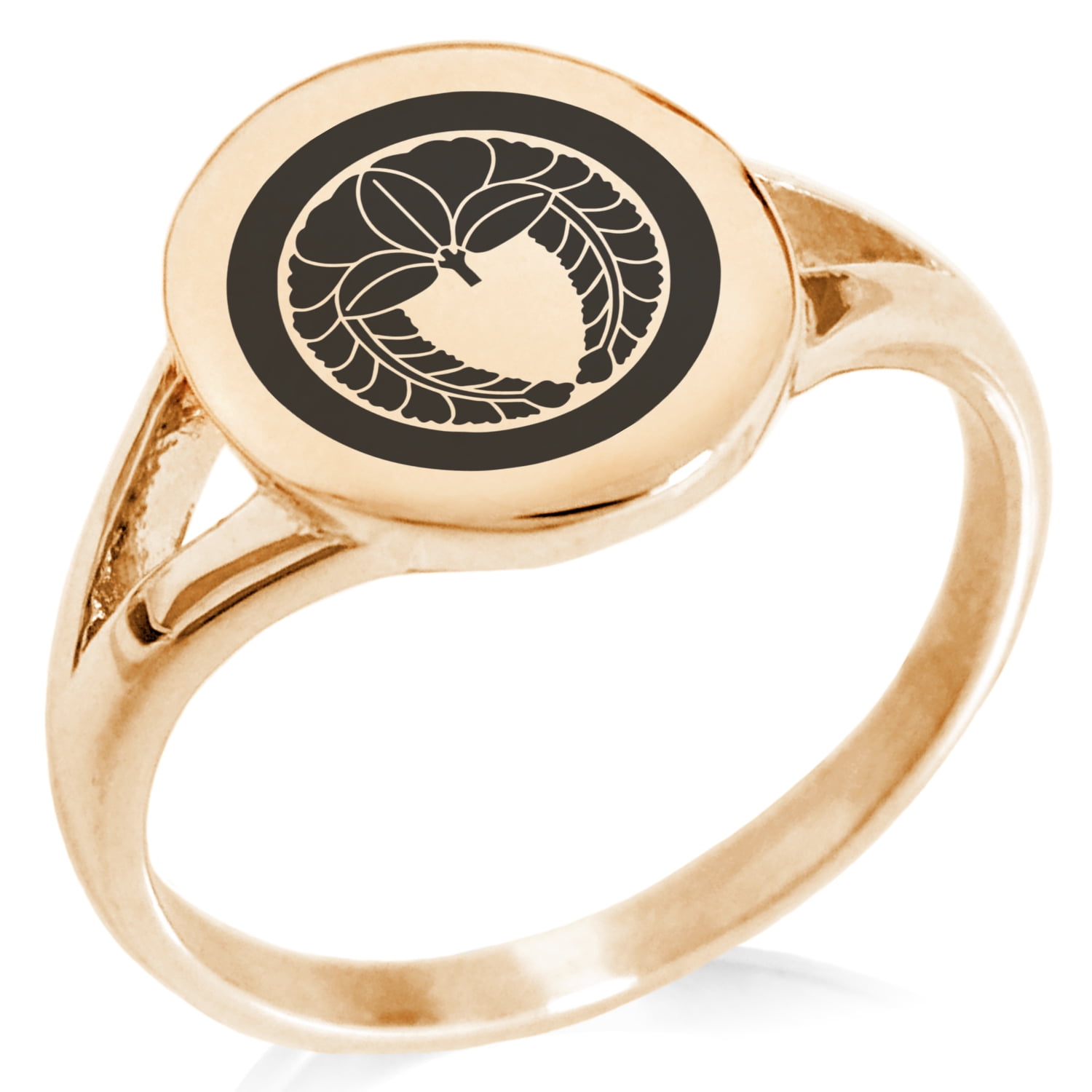 Stainless Steel Natsuka Samurai Crest Minimalist Oval Top Polished ...