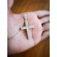 2 CT Round Cut White Men's Cross Pendant Moissanite 14K White Gold ...