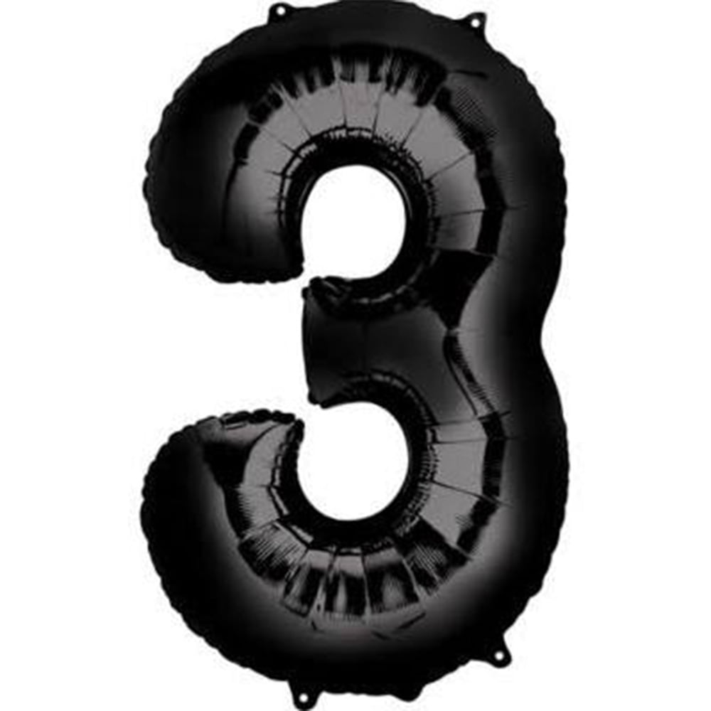 Giant Black Number 3 Foil Balloon 34" - Walmart.com - Walmart.com