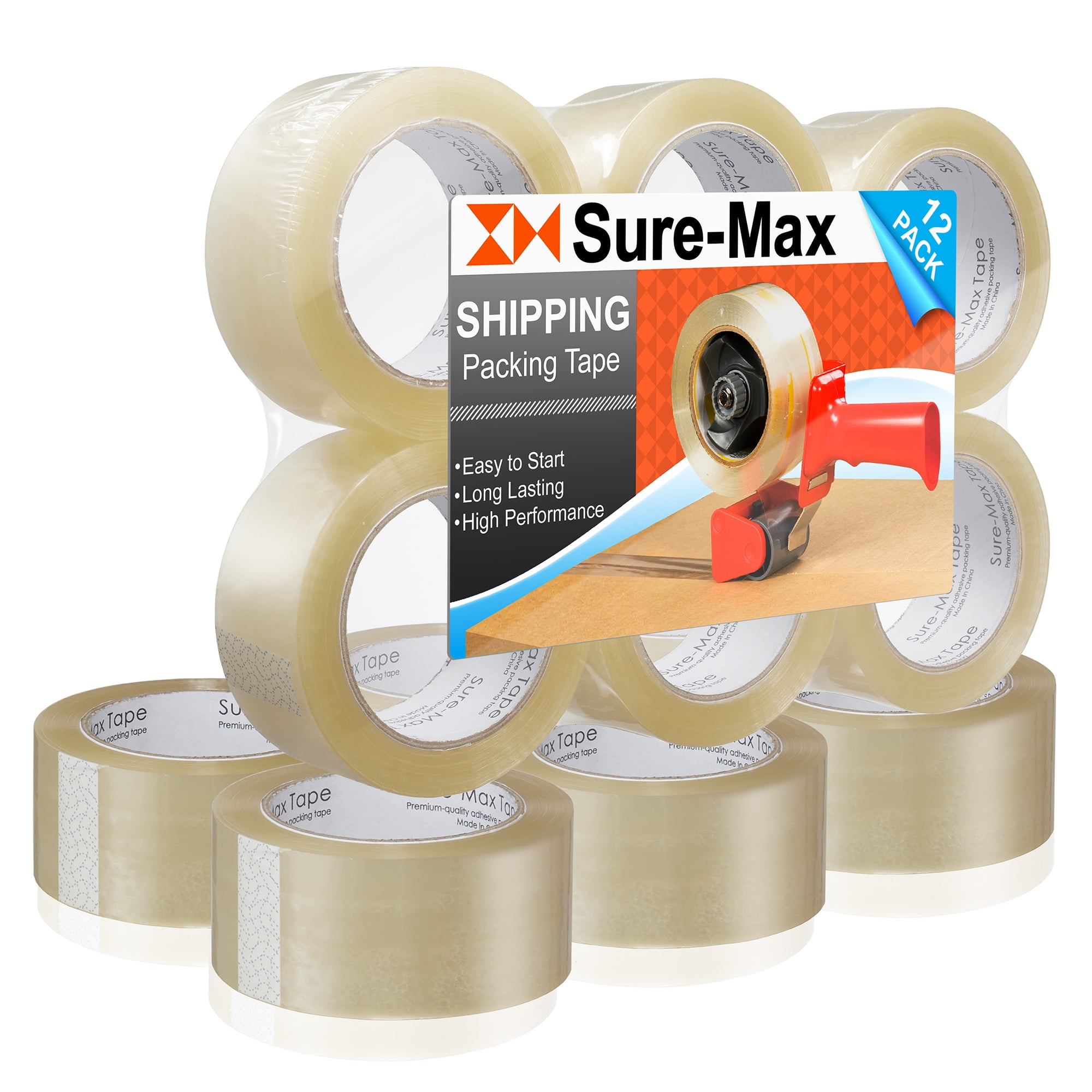 Sure-Max Premium Carton Packing Tape 1.8 mil 330 Feet (110 yards ...