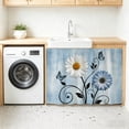 Blue White Daisy Cabinet Curtains 28" W x 35" L Butterfly Leaf Blue ...