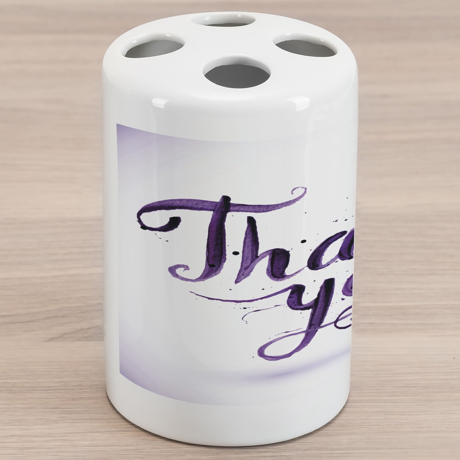 Thank You Ceramic Toothbrush Holder, Spots Curvilinear Typography ...