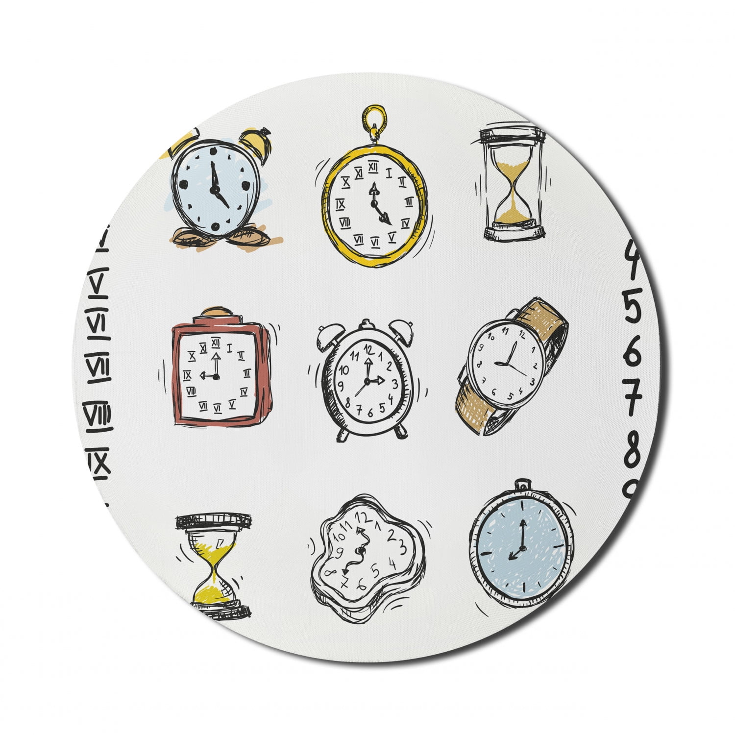 Hipster Mouse Pad for Computers, Assortment of Vintage Watchesd Doodled ...