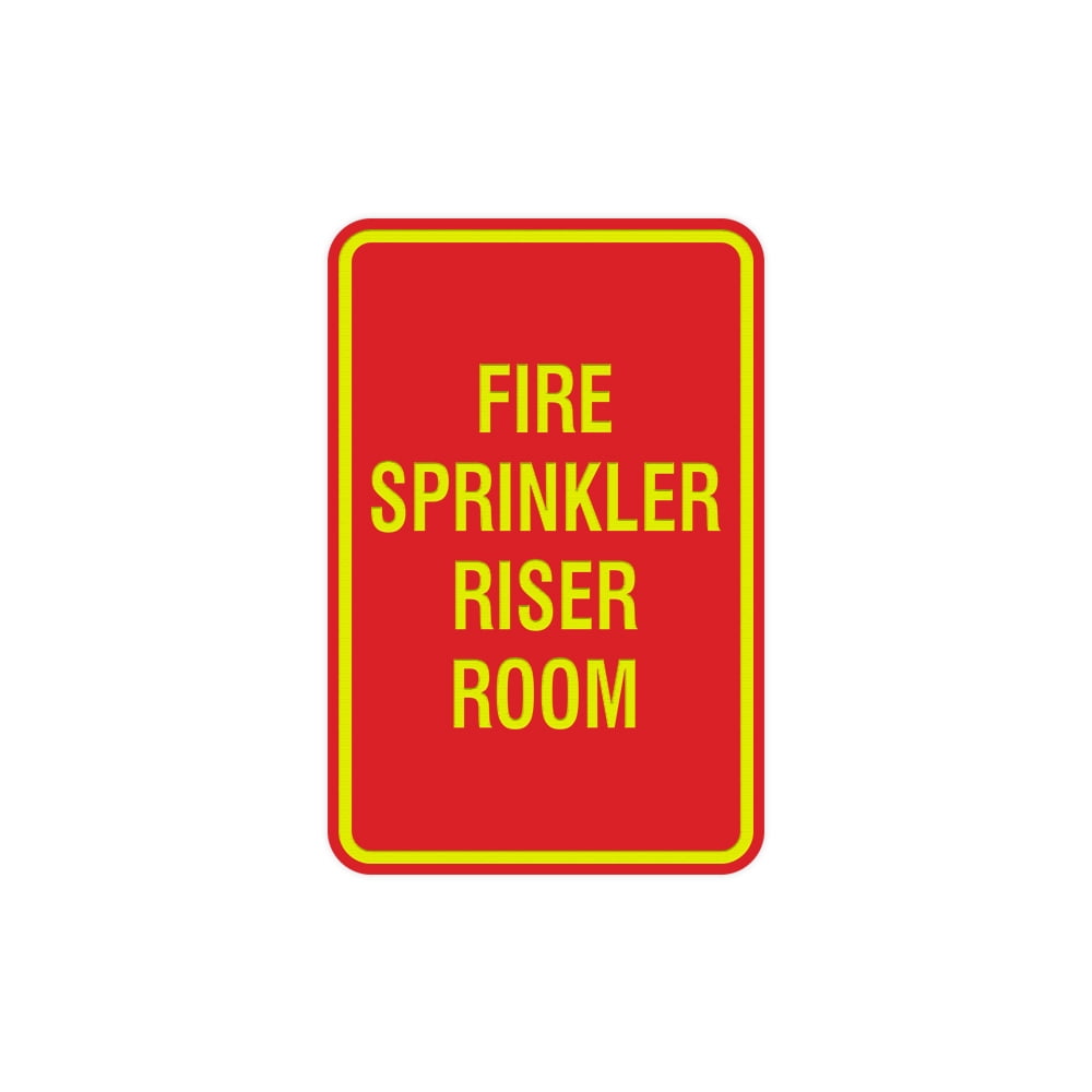 Portrait Round Fire Sprinkler Riser Room Sign (Red/Yellow) - Small 4" x ...