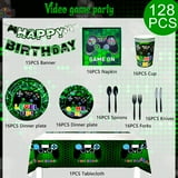 InBoxxarty Video Game Party Supplies, 128pcs Gamer Birthday Tableware ...