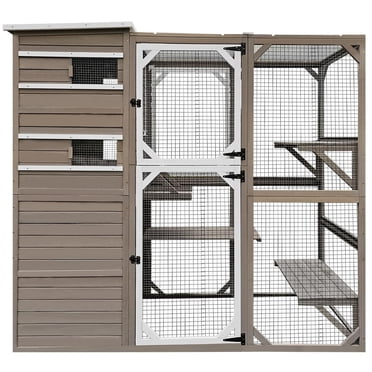 Morgete Catio Outdoor Cat House 90"H with 2 Bridges 6 Platforms Large ...