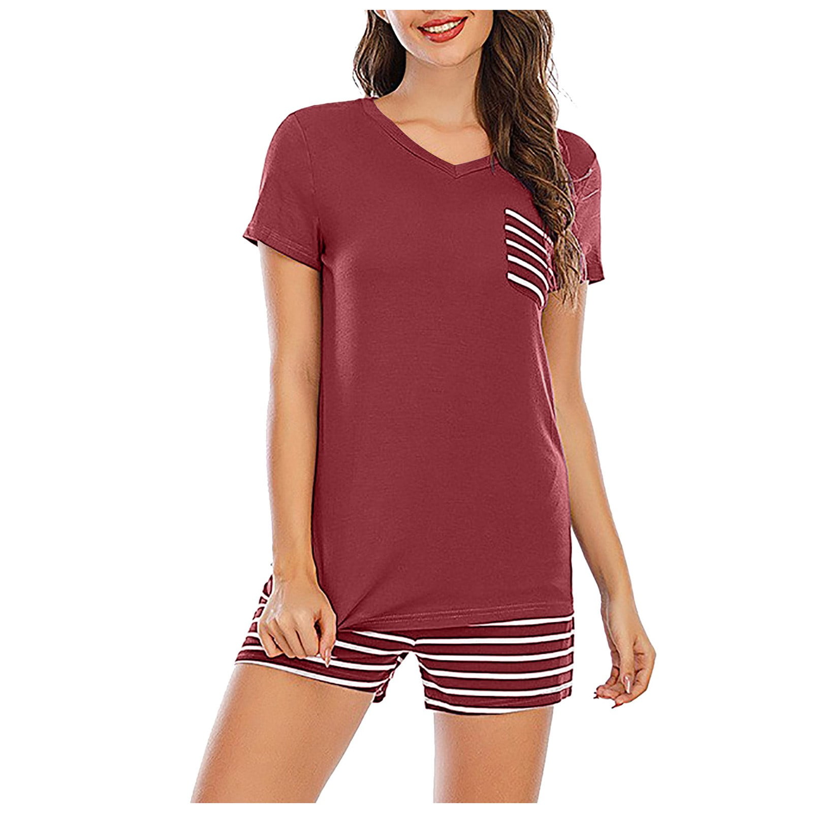 Click here for Gdreda Womens Pajamas Women Summer Pajamas Striped... prices