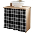 Black Grid Cabinet Curtain, Minimalist Pitch Black Plaid Stripes ...