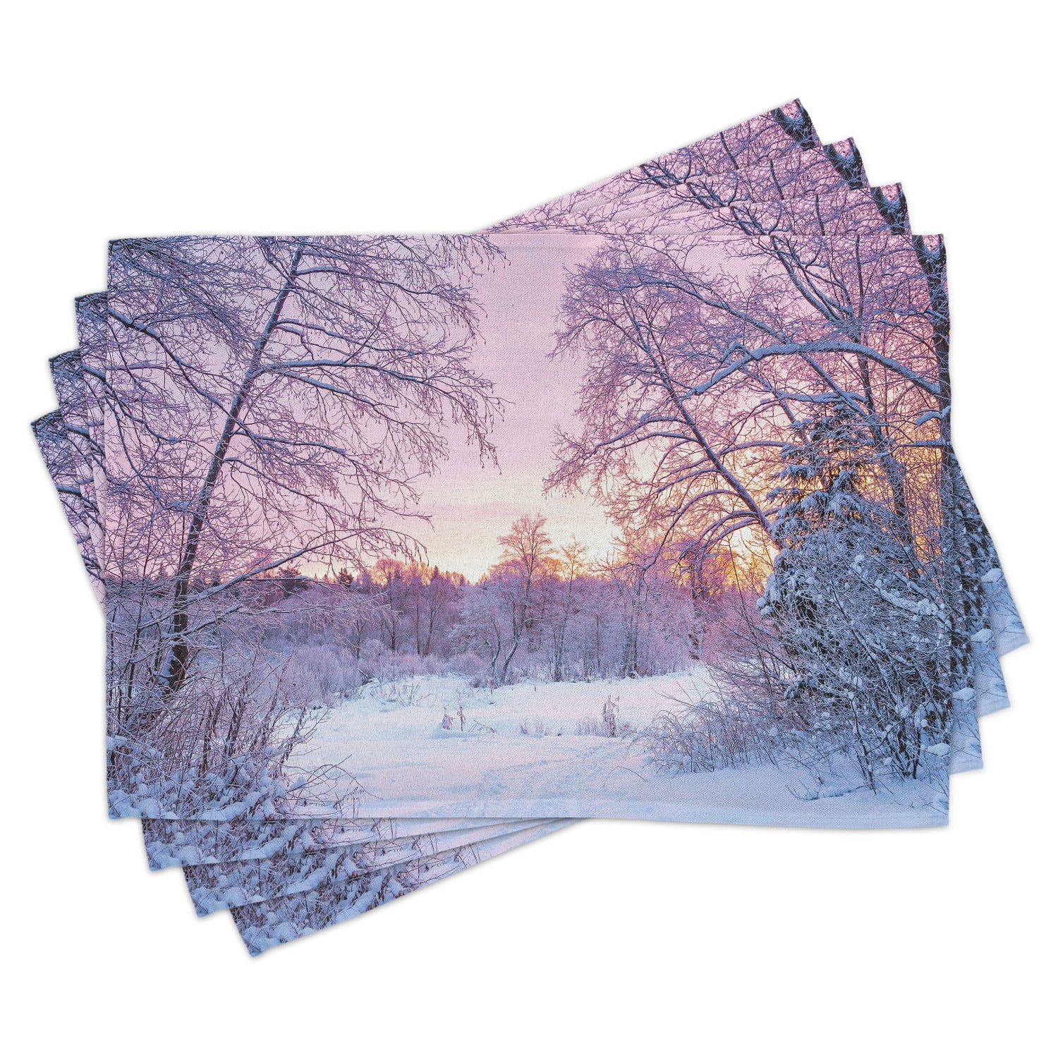 Landscape Placemats Set of 4 Winter Season Themed Dried Abandoned ...