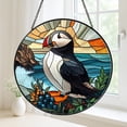 Faux Stained Glass Puffin Wall Art – Coastal Bird Decorative Metal ...