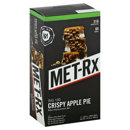 MET-Rx Big 100 Protein Bar, Crispy Apple Pie, 31g Protein, 4 Ct ...