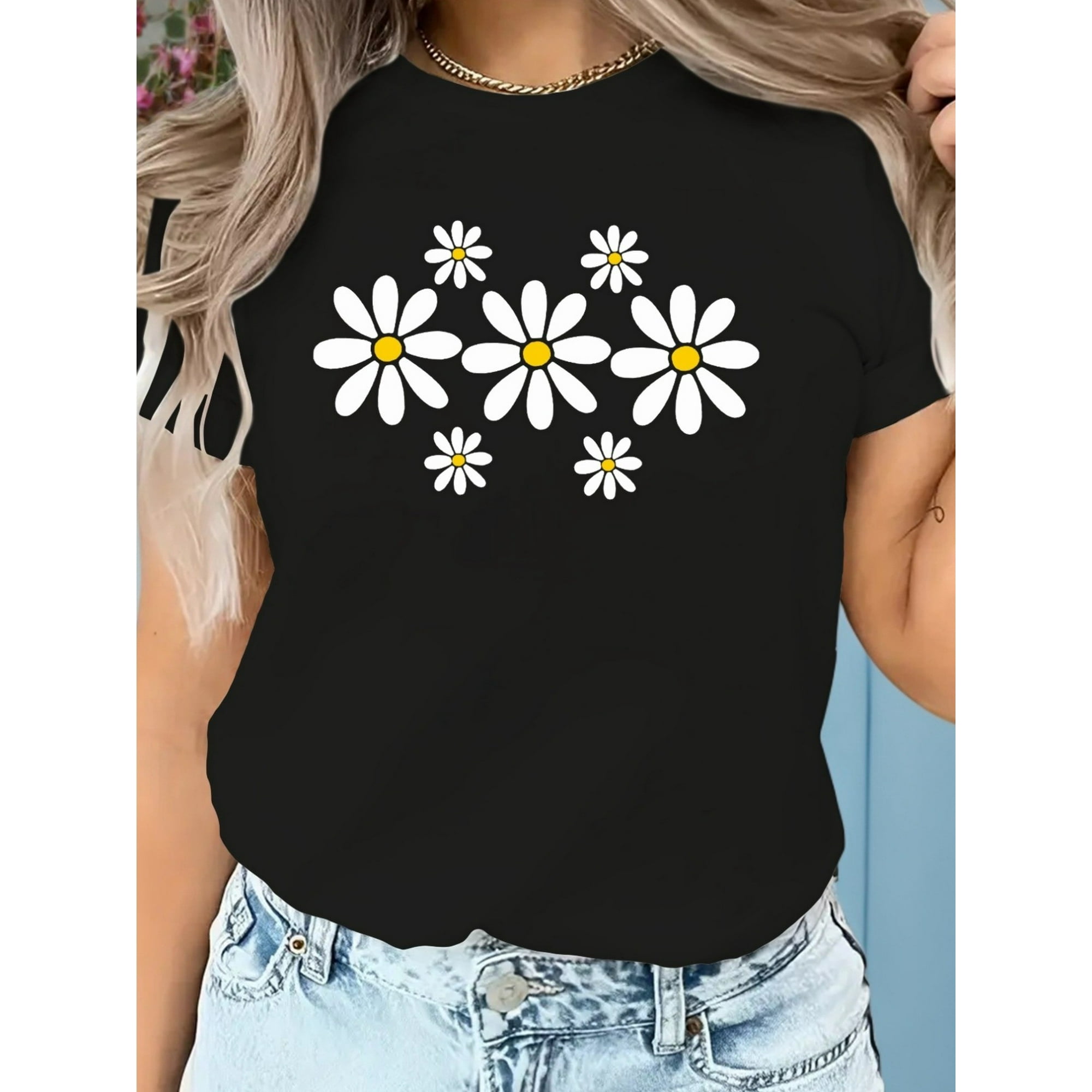 Click here for Generic Womens Floral Daisy Print T-Shirt  Casual... prices